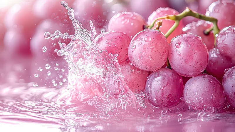 Bunch of Red Grapes are Floating in a Pool of Pink Water. Stock Image ...