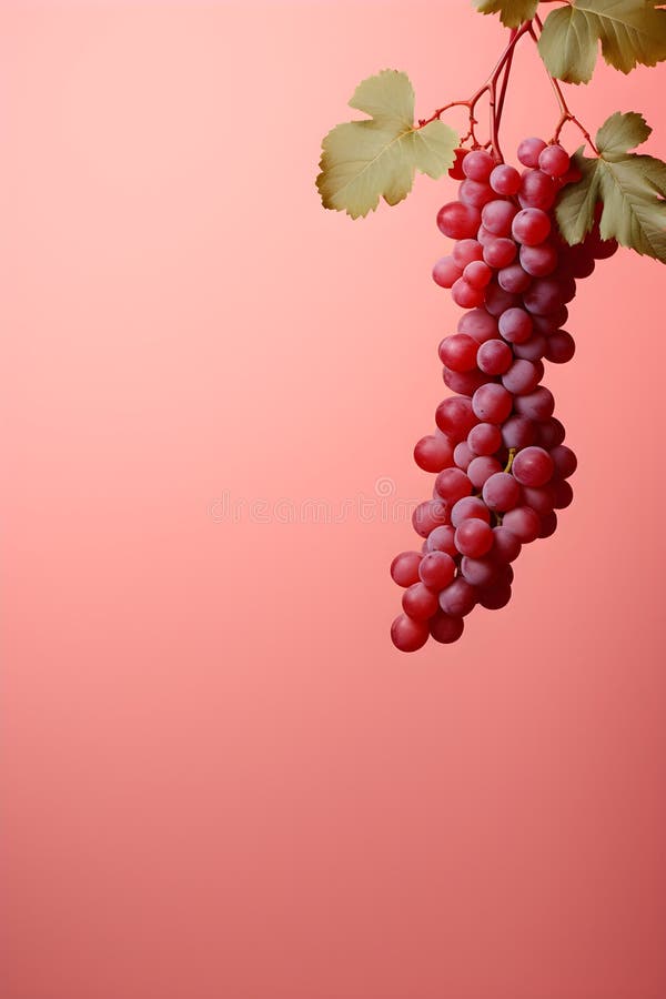 Bunch of Red Grapes on Pink Background, Empty Copy Space, Vertical ...