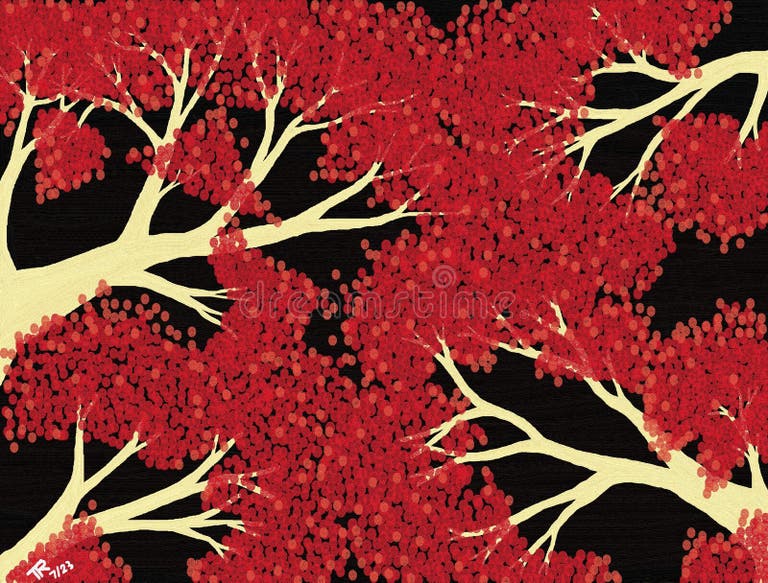 Blushing Forest stock illustration. Illustration of reds - 295940196