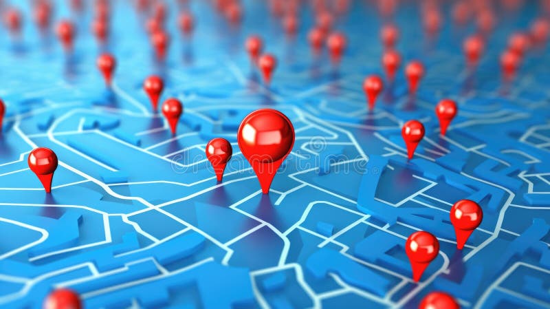 A Bunch of Red Pins on a Map. Perfect for Travel or Location Concepts ...