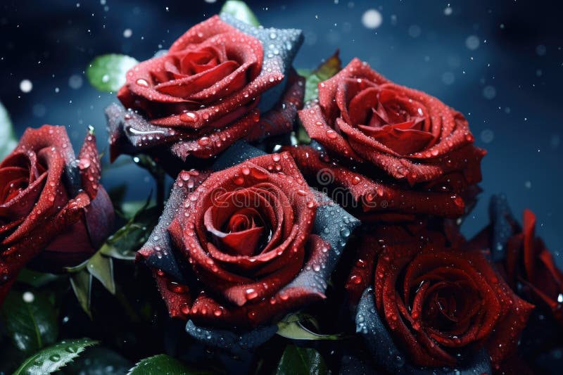 A Bunch of Red Roses Against Blue Background Stock Image - Image of ...