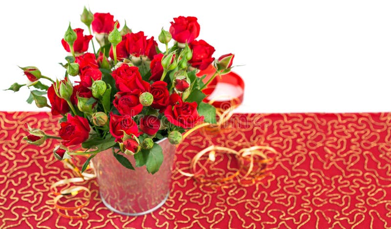 Bunch Red Roses in Bucket Postcard Stock Image - Image of native ...