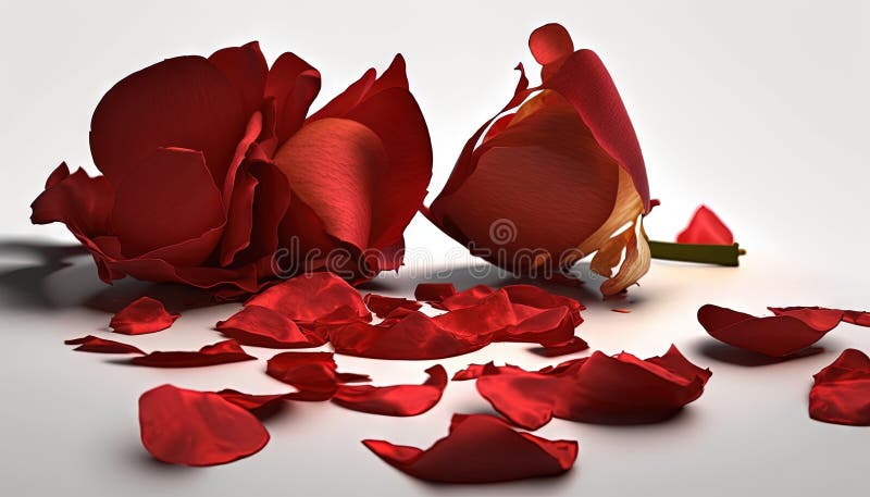 A Bunch of Red Roses that are on the Ground with Petals Stock ...