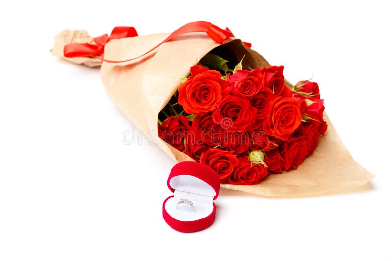 Bunch of Red Roses Isolated on White Background Stock Photo - Image of ...