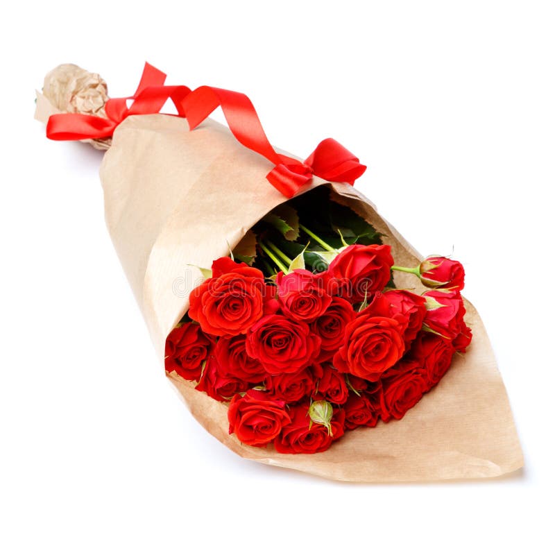 Bunch of Red Roses Isolated on White Background Stock Photo - Image of ...