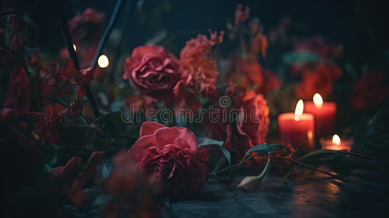 A Bunch of Red Roses Sitting on Top of a Table Stock Illustration ...