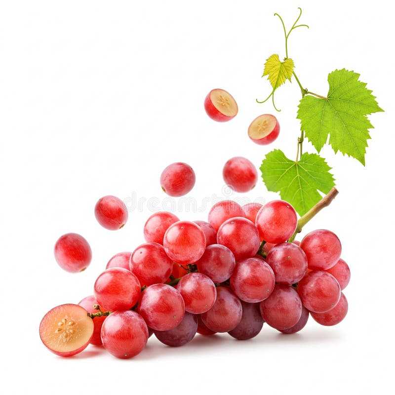 A Bunch of Red Seedless Grapes with Water Droplets and Several Cut ...