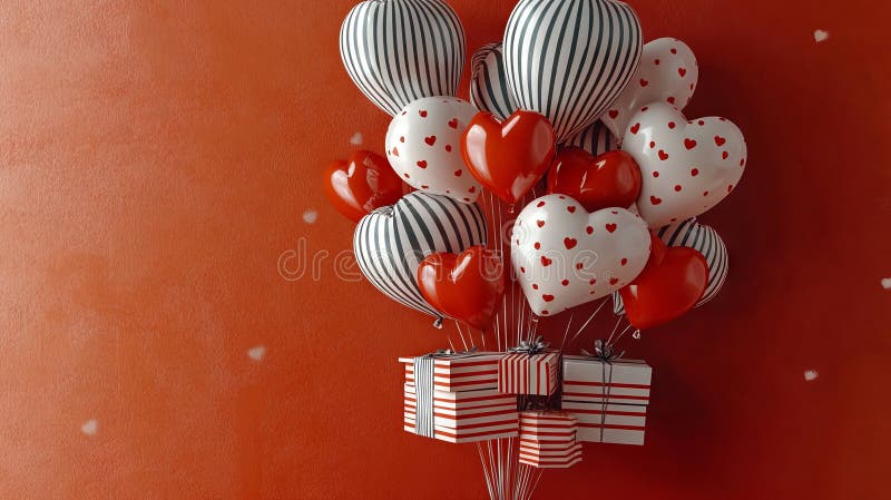 Bunch White Balloons Red String Them Stock Photos - Free & Royalty-Free ...