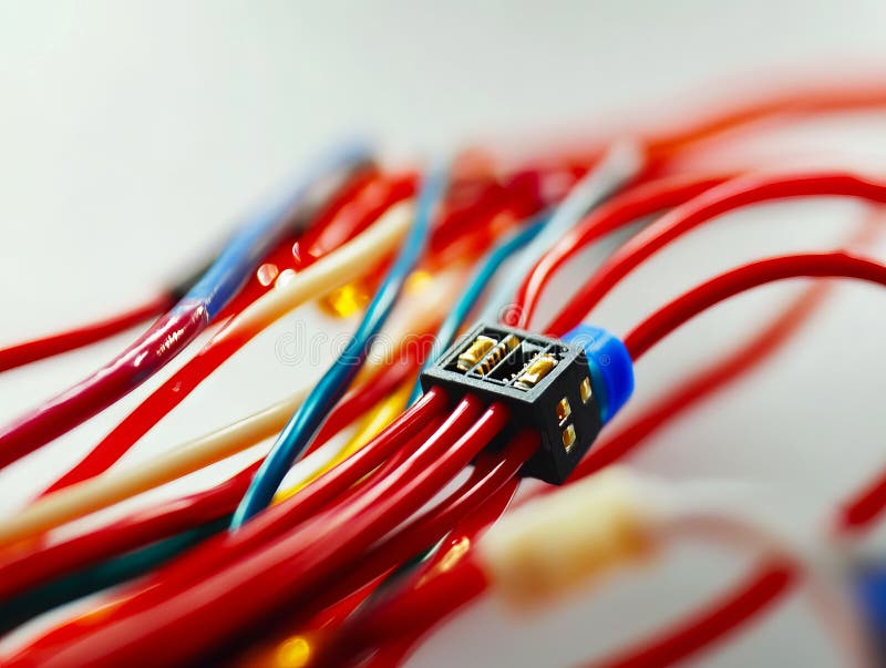 A Bunch of Red White and Blue Wires on a White Surface Stock Image ...