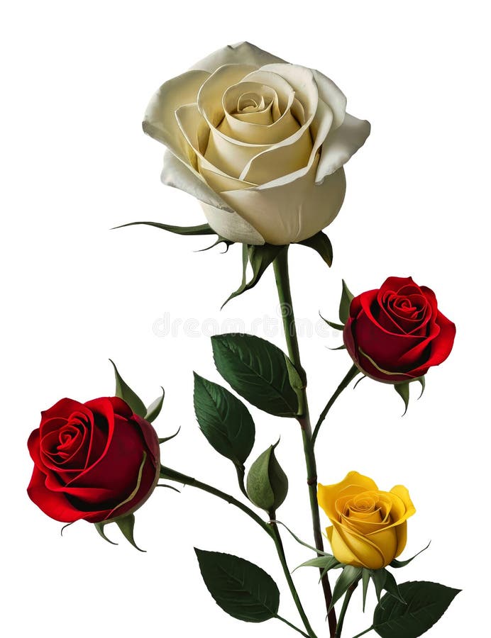 Bunch of Red and White Roses on White Background Stock Illustration ...
