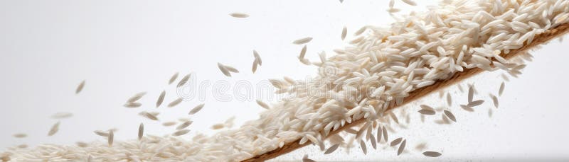 A Bunch of Rice Flying in the Airon White Background Wde Panoramic ...