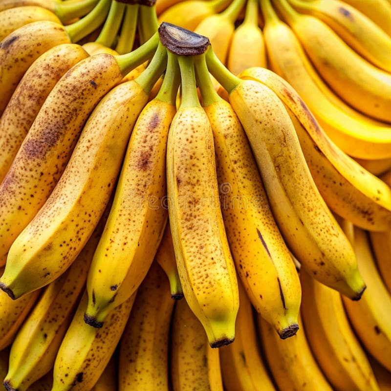 A Bunch of Ripe Bananas with a Slight Curve and Yellow Peel. Stock ...
