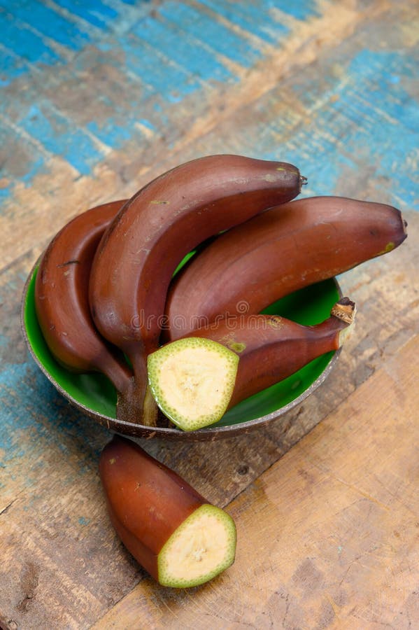 Bunch of Ripe Red Bananas Close Up Stock Photo - Image of healthy ...