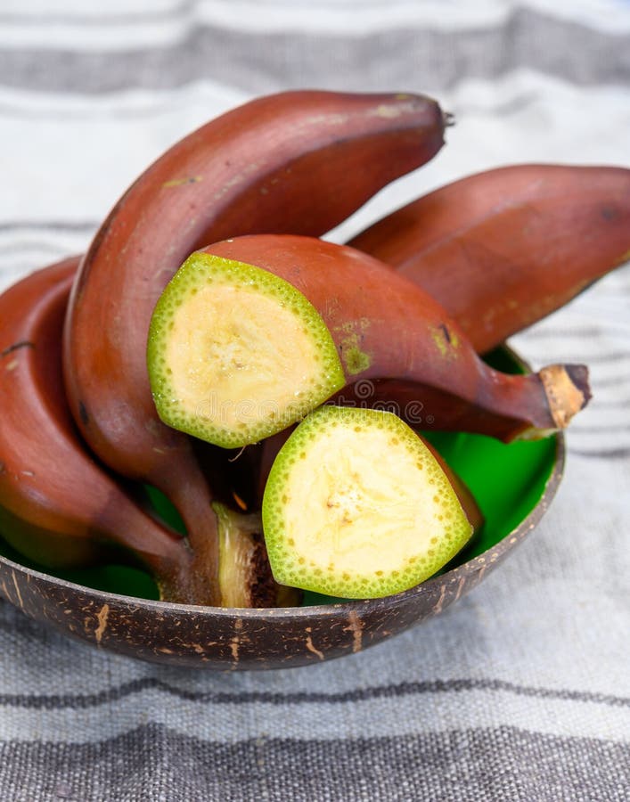 Bunch of Ripe Red Bananas Close Up Stock Photo - Image of natural ...