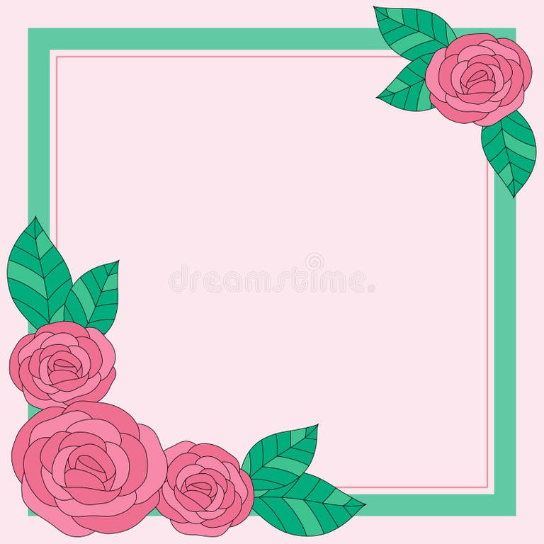 Bunch rose frame square stock illustration. Illustration of colorful ...