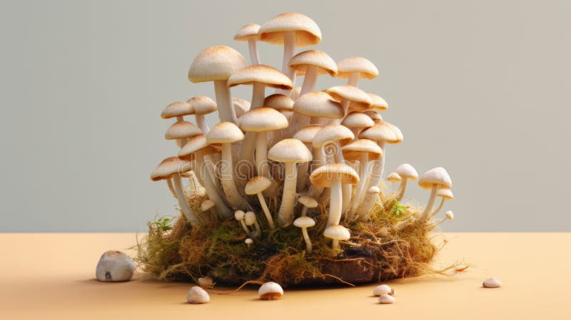 Bunch of Shimeji Mushrooms. Generative AI Stock Illustration ...