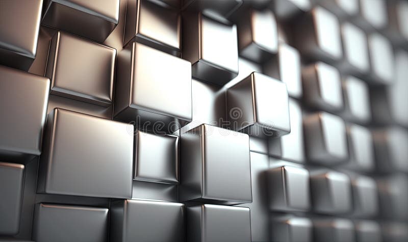 A Bunch of Shiny Metal Cubes are Stacked on Top of Each Other in a Wall ...