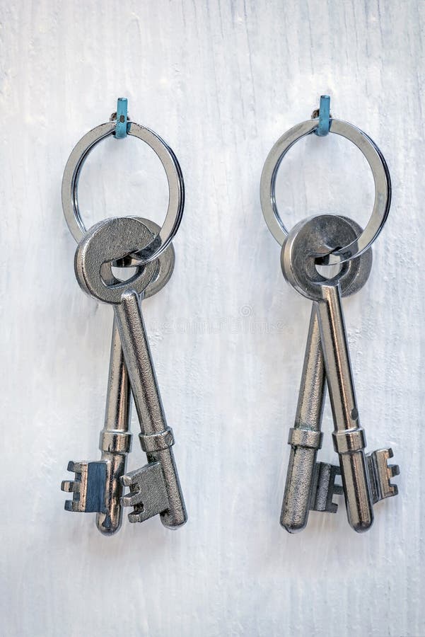 Bunch of Silver Door Keys on Ring Stock Image - Image of chrome, open ...