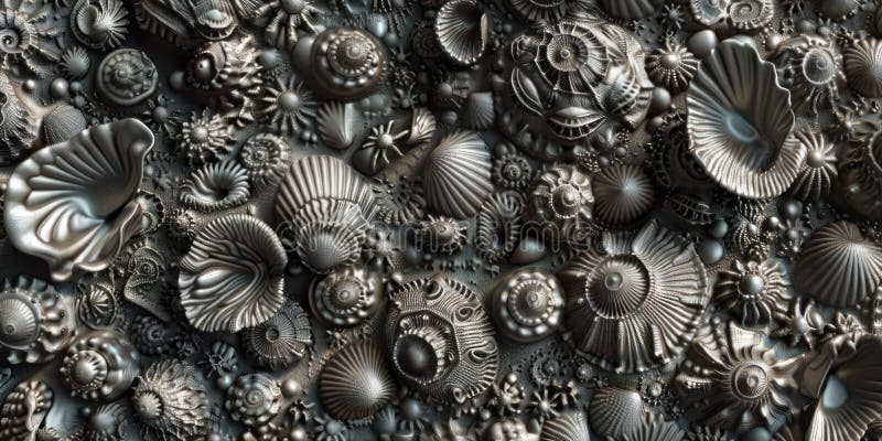 A Bunch of Silver Shells Stacked Together. Perfect for Beach-themed ...