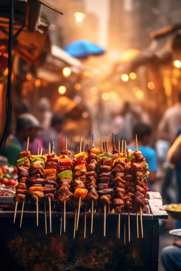 A Bunch of Skewered Food on a Table. Generative AI Image. Stock ...