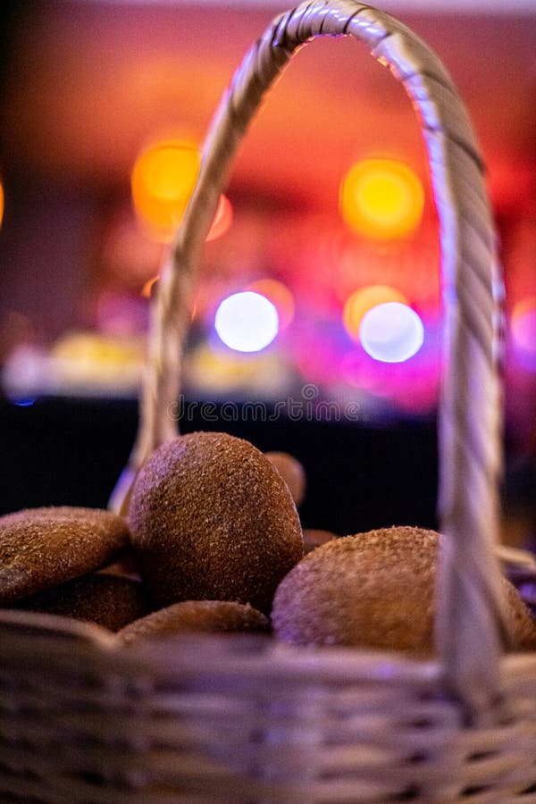 Bunch of Small Bread Pieces in a Traditional Moroccan Holder Stock ...