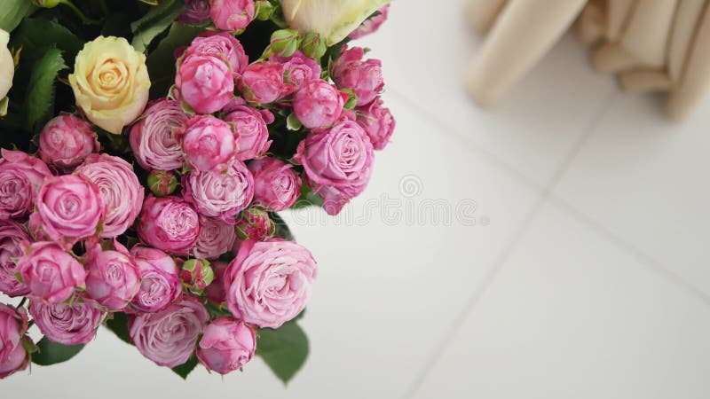 Bunch of small pink Roses stock photo. Image of bouquet - 95695468