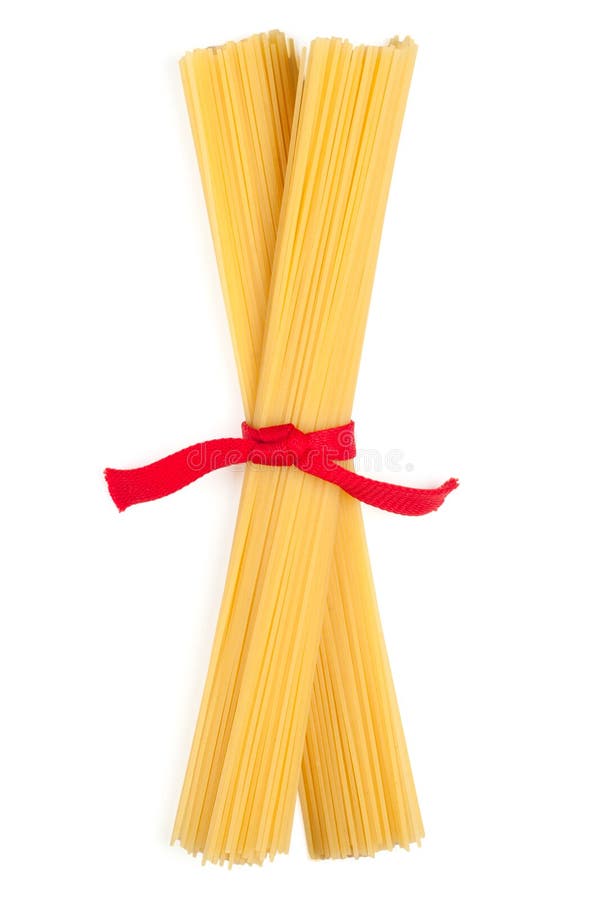 Bunch of Spaghetti Tied Up with Red Ribbon Stock Image - Image of food ...