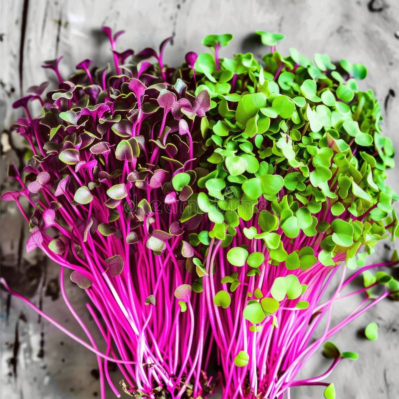 A Bunch of Sprouts on a Wooden Table, Healthy Home Grown Microgreens ...