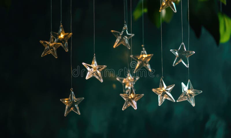 A Bunch of Stars Hanging from the Ceiling Stock Photo - Image of space ...