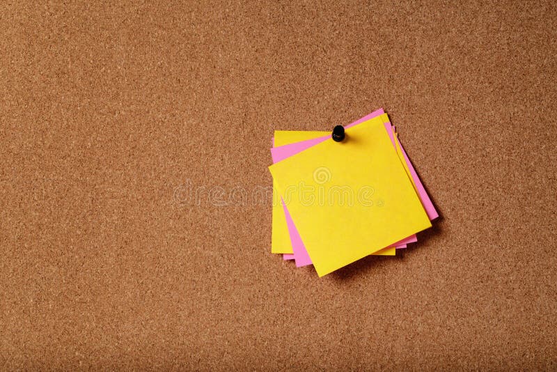 Bunch Of Sticky Notes On Cork Board Stock Image - Image of memo ...