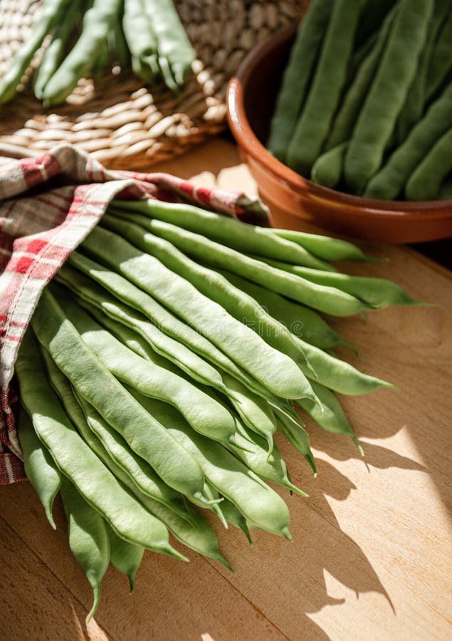 Bunch of String Beans on Wooden Background Stock Photo - Image of still ...