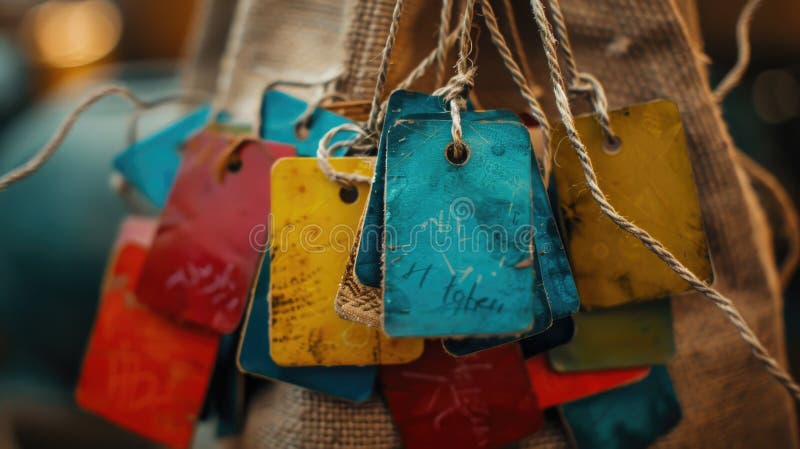 A Bunch of Tags Hanging from a String. Suitable for Product Labeling or ...