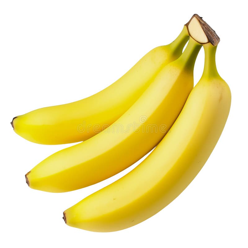 Bunch of Three Bananas on Transparent Background, Fresh Tropical Fruit ...