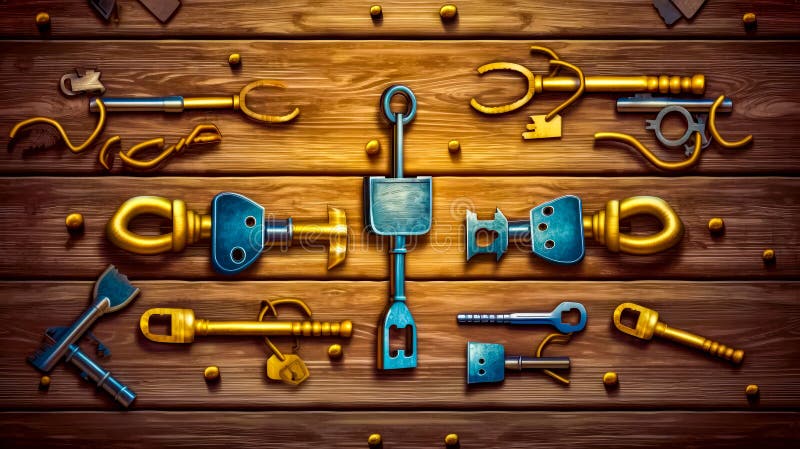 Bunch of Tools that are Sitting on Wooden Table with Some Keys ...