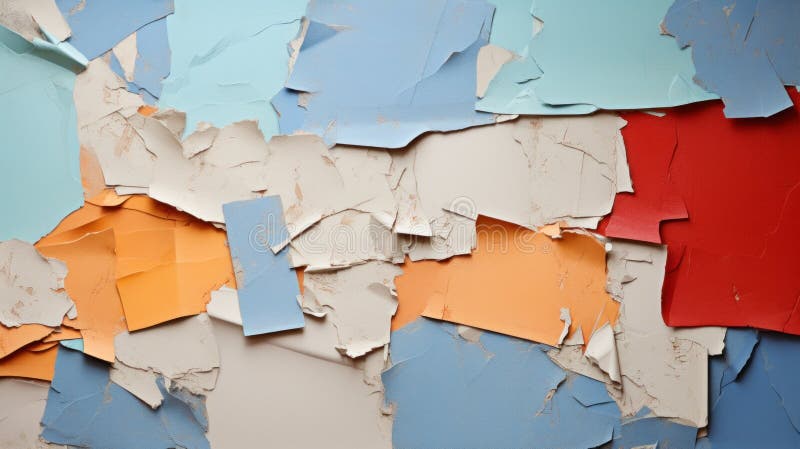 A Bunch of Torn Up Pieces of Paper are on the Wall, AI Stock Photo ...