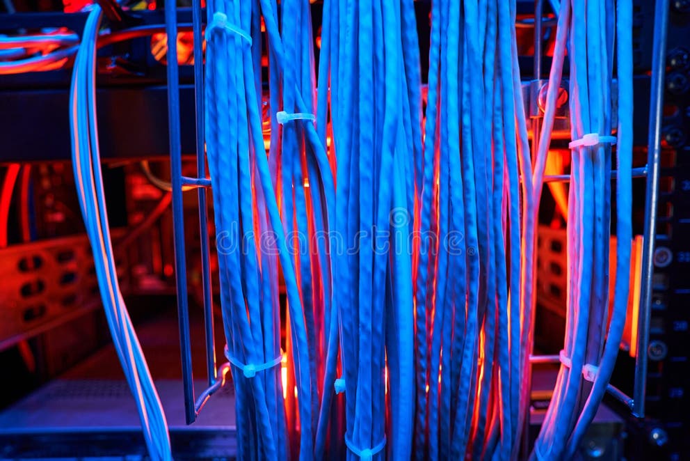 Bunch of Twisted Pair Cables in Server Cabinet Stock Image - Image of ...