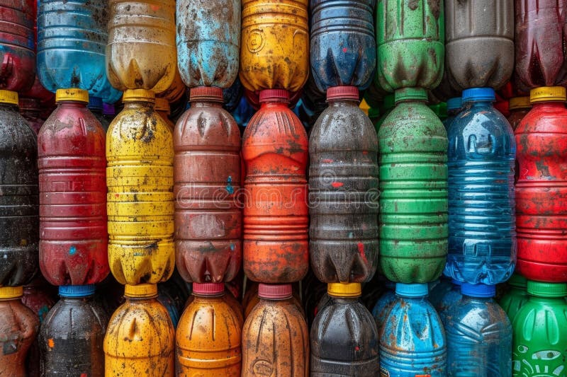 A Bunch of Used Colored Plastic Bottles are Ready for Recycling Stock ...
