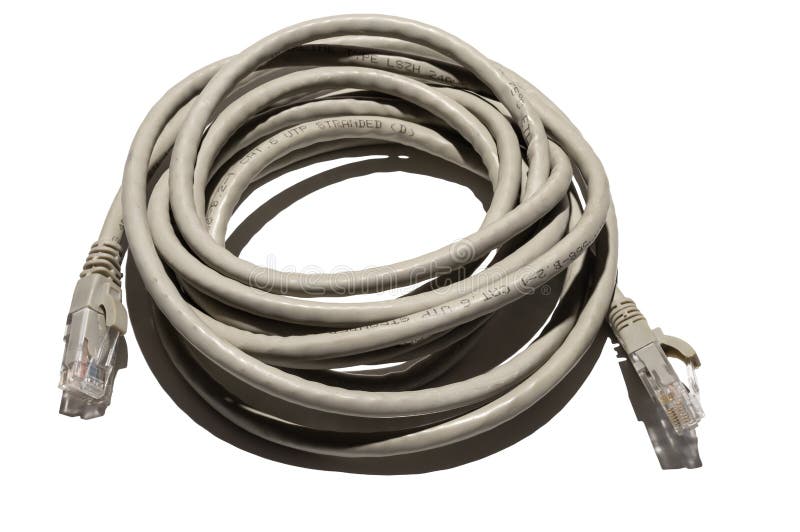 Bunch of Utp Cable Isolated on White. Patch Cord with Ethernet RJ45 ...