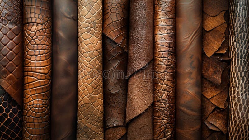 A Bunch of Various Leathers Arranged on a Tabletop Stock Image - Image ...