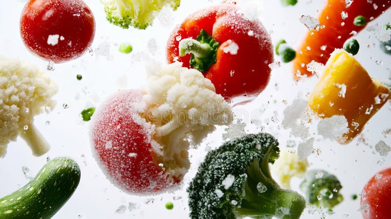 A Bunch of Vegetables that are Falling into the Air Stock Photo - Image ...