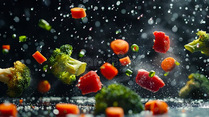 A Bunch of Vegetables are Falling into Water Stock Photo - Image of ...