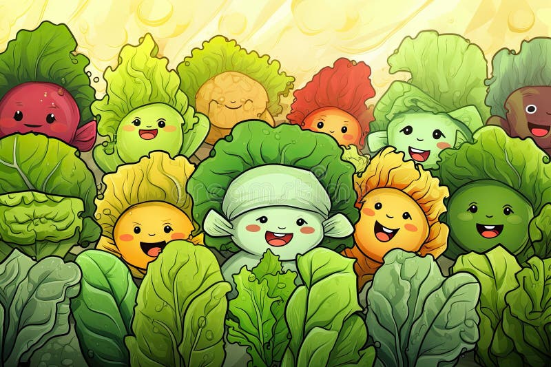 A Bunch of Vegetables that are in the Grass with Faces on Them ...