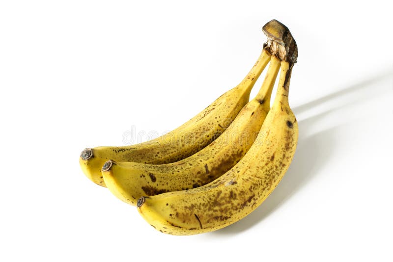 Bunch of Very Ripe Bananas Isolated on White Stock Image - Image of ...