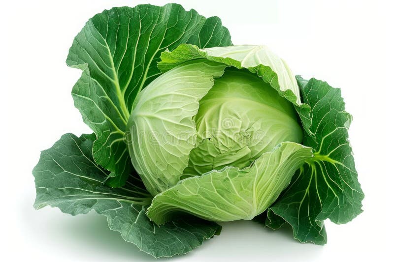 Fresh Cabbage on White Surface. Artificial Intelligence Image Stock ...