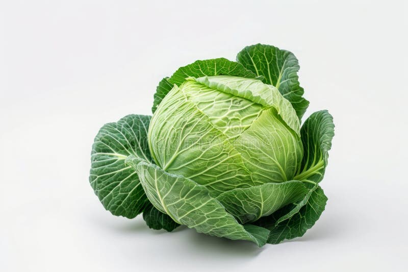 Fresh Cabbage on White Surface. Artificial Intelligence Image Stock ...