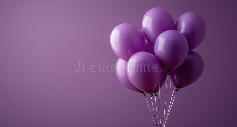 A Bunch of Vibrant Purple Balloons Floating Against a Solid Purple ...