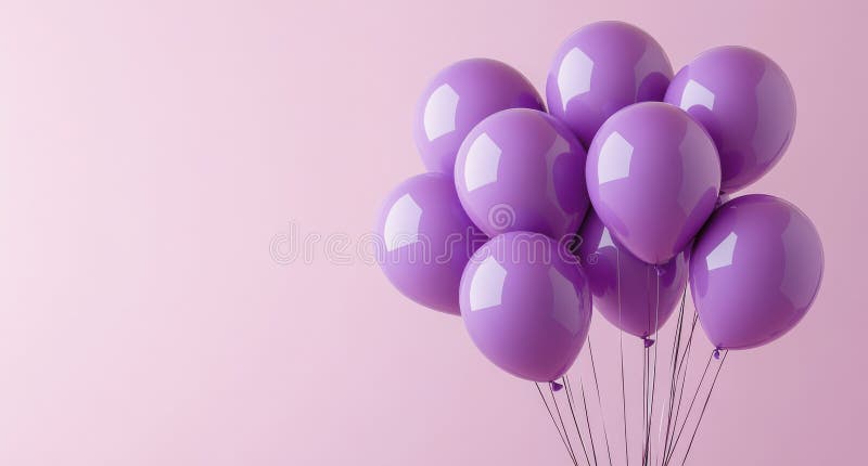 A Bunch of Vibrant Purple Balloons Floating Against a Solid Purple ...