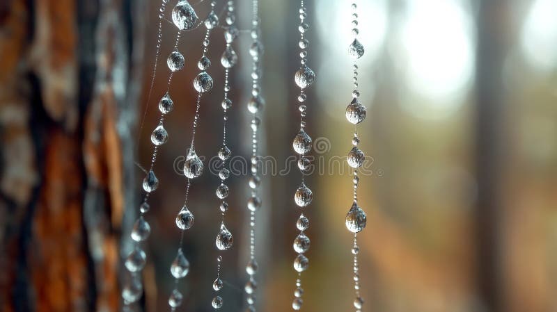 A Bunch of Water Droplets Hanging from a Tree Branch Stock Image ...