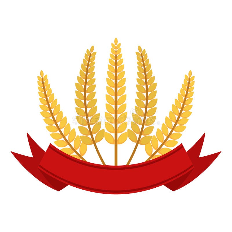 Bunch of Wheat with Ribbon, Frame. Flat Style. Organic Food. Stock ...