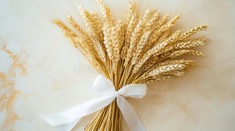 A Bunch of Wheat with a White Ribbon Tied Around it Stock Image - Image ...